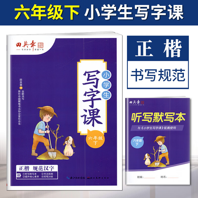 田楷文化 2022年春小学生写字课1-6年级上下册部编版人教版RJ版小学生写字1-6年级下写字课课练楷书田英章全 小学生写字课 六年级下册 人教版