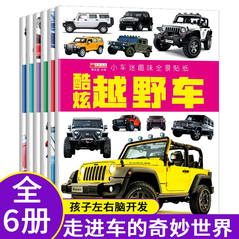 幼儿脑力开发系列汽车迷贴纸乐园实用工程车名车2-6岁儿童益智启蒙认知玩具书亲子互动宝宝 【全套6册】小车迷趣味全景贴纸