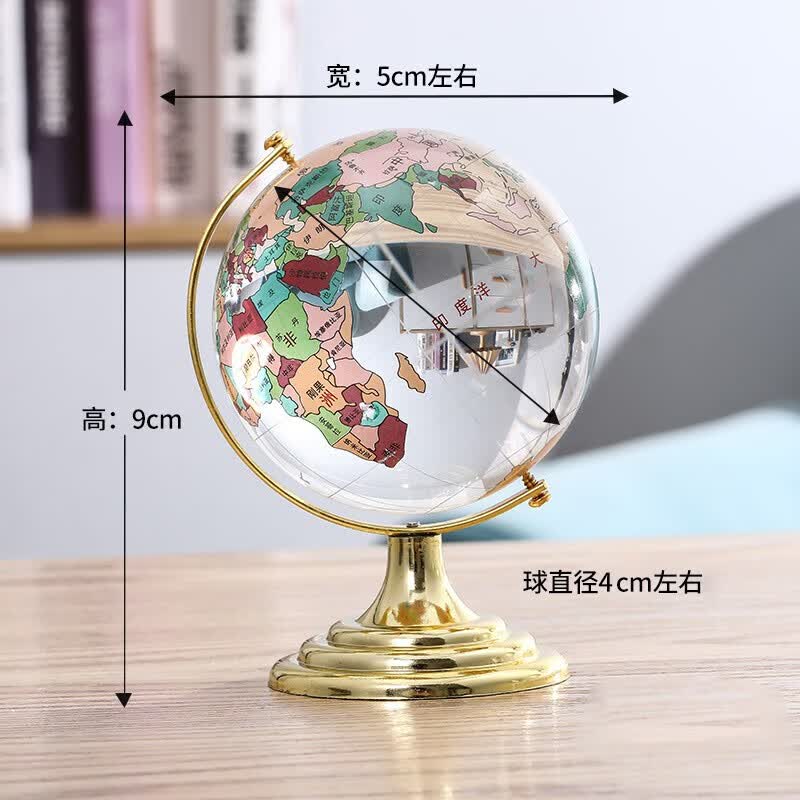 特价高档大小号水晶球地球仪摆件彩色家居装饰品办公室创意玩具 4厘米地球仪(金色)