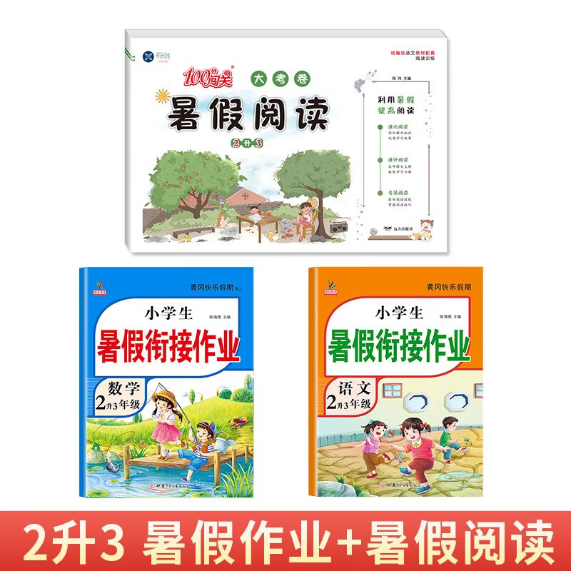 二年级下册期末试卷 暑假作业二升三人教版语文数学2年级下册期末冲刺100分测试卷期末复习真题卷暑假衔接作业 三本装：暑假作业+暑假阅读 二年级下册系列·人教版