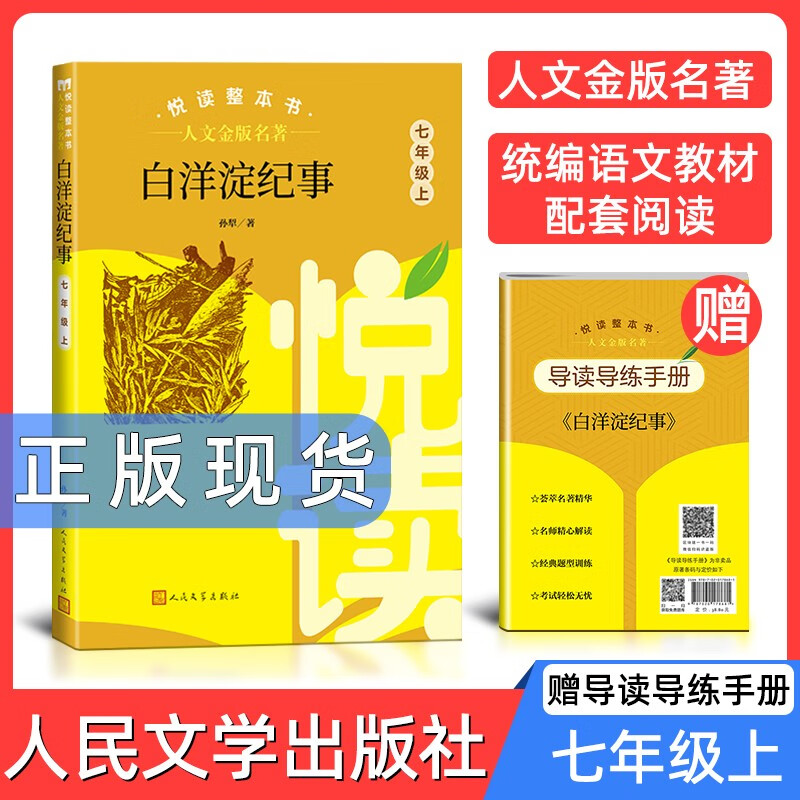 人文金版名著白洋淀纪事7年级上 悦读整本书 原著完整无删减初中生统编语文配套阅读 七年级上册 人民文