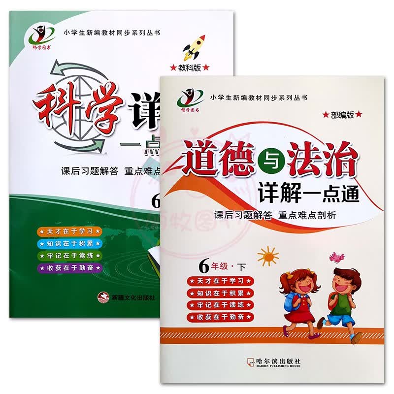 2023小学科学道德与法治详解一点通3三4四5五6六年级上下册冀教教科版人教部编版课后习题解答全解重点难点剖 6下教科科学+人教道德 小学通用