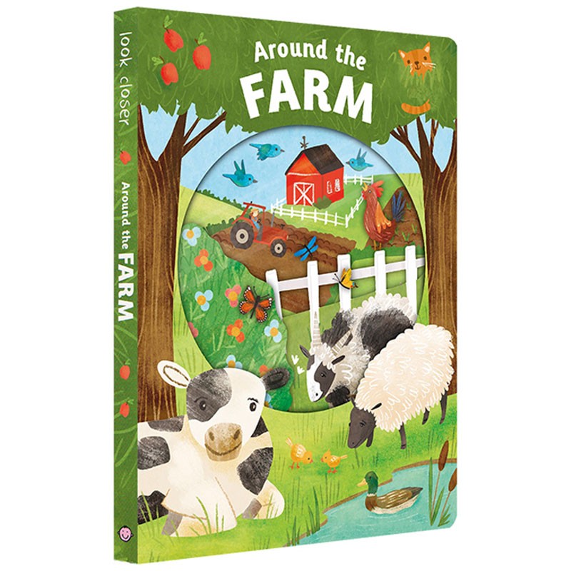 英文原版 Look Closer Around the Farm 新奇透明片纸板书 农场动物 儿童启蒙科普绘本
