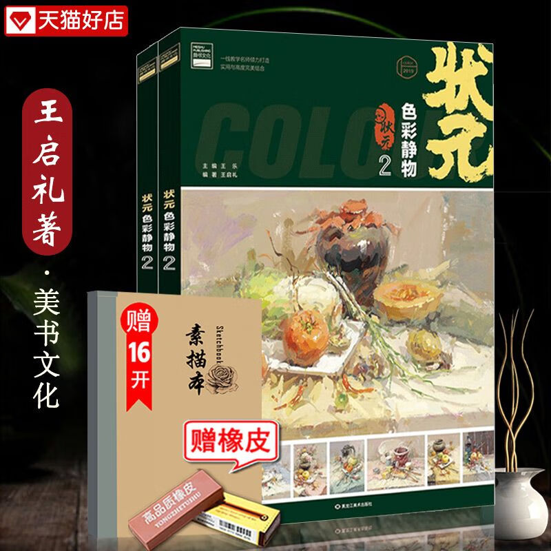 【本+橡皮】2019王启礼王乐状元色彩静物2美书文化单体组合水粉静物临摹范本色调黑白稿练习范画对临写