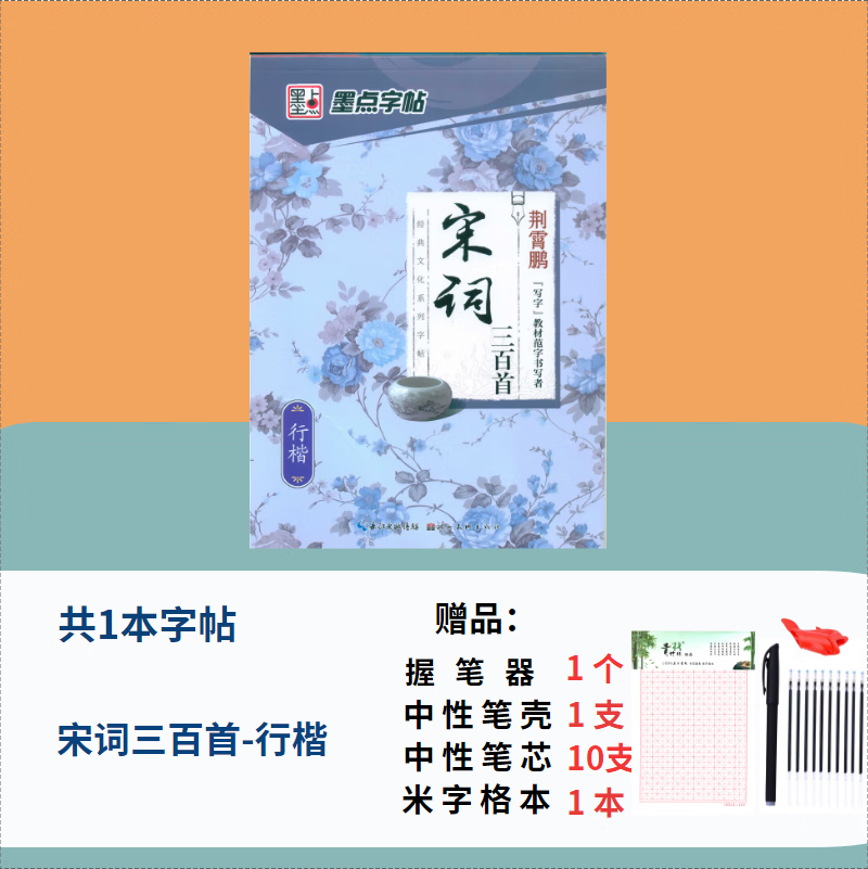 墨点字帖 荆霄鹏行楷字帖 唐诗宋词三百首精选 名家散文名著名言带透明蒙纸描摹 成人练字行书 楷书古诗词钢 宋词三百首行楷(送中性笔+练习