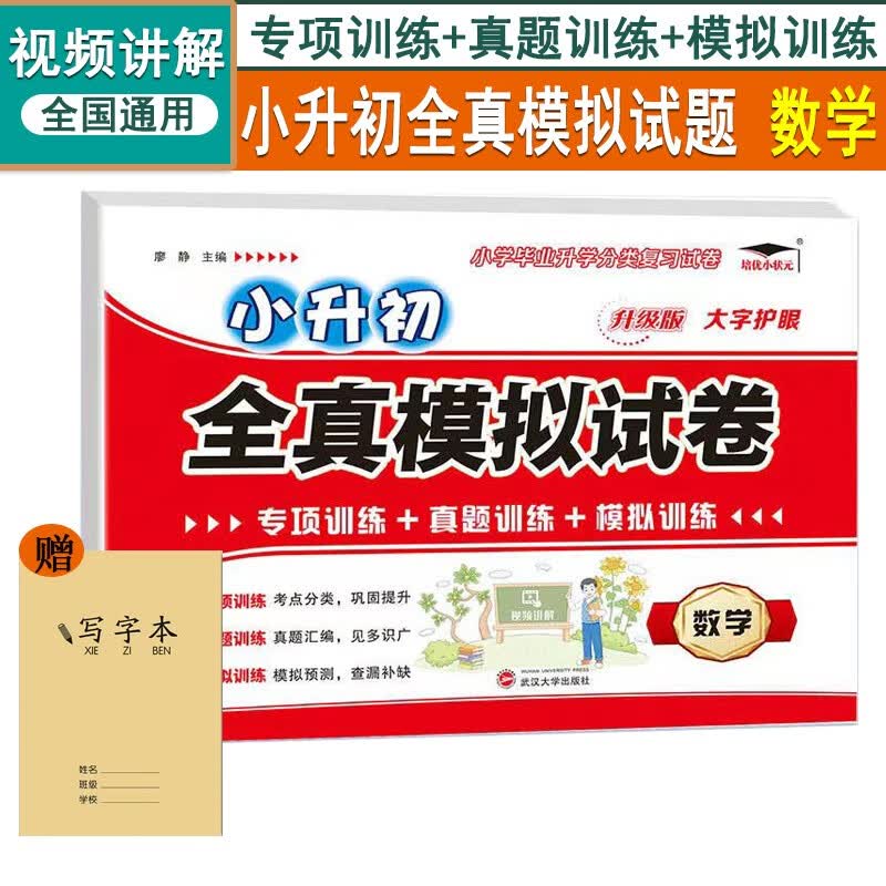 小升初全真模拟试卷数学通用版必刷题真题6六年级总复习专项训练测试卷小学升初中分班送归纳手册共2本