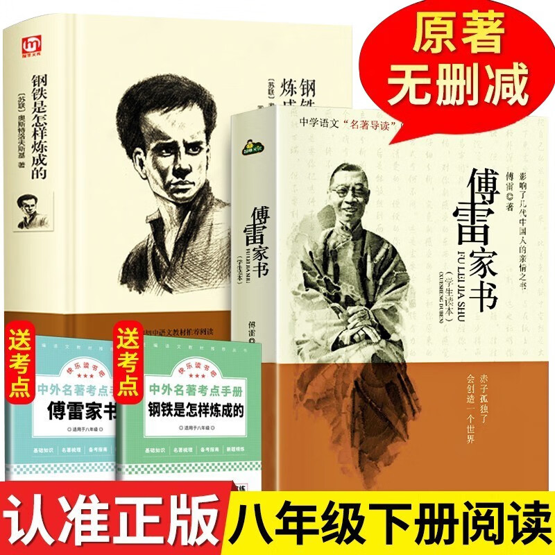 傅雷家书钢铁是怎样炼成的书籍初中生原版全译无删减名著导读练语文初二博雷八年级阅读