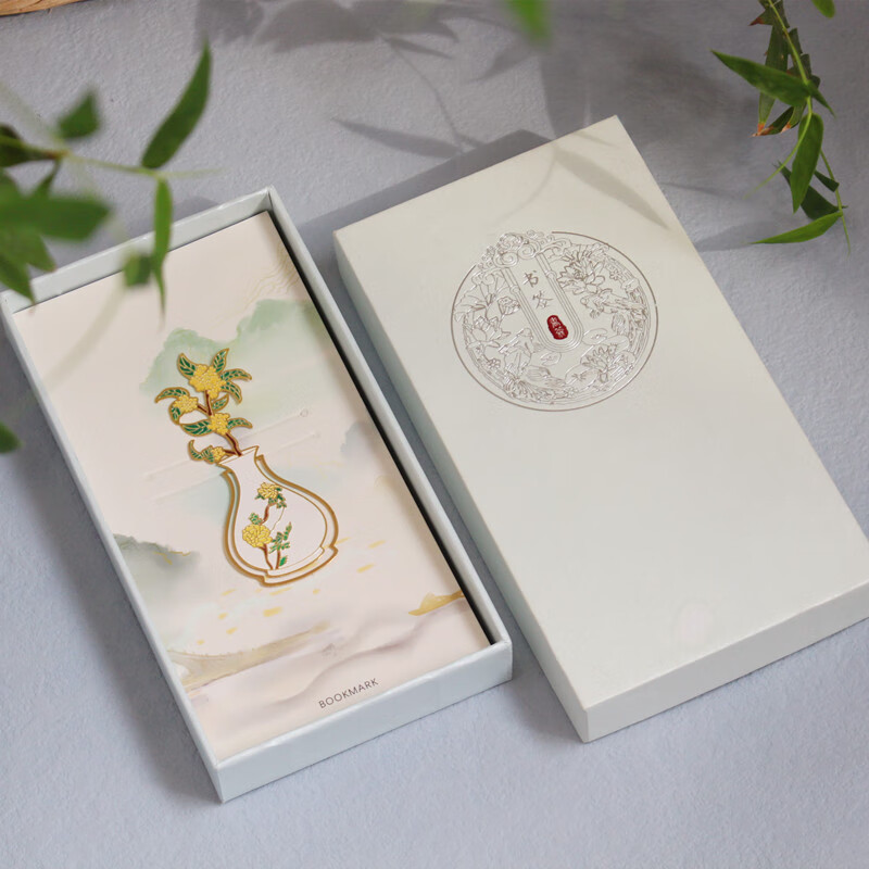 古典金属黄铜插瓶花卉书签牡丹百合康乃馨郁金香创意文艺礼品书签 桂花礼盒装