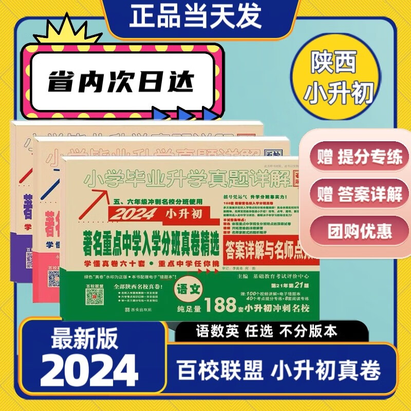2024百校联盟陕西小升初真卷牛皮纸语文数学英语五六年级入学分班 语文 小学升初中