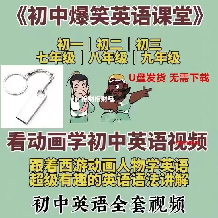 人教版初中英语爆笑动画视频看动画学英语U盘七八九年级全套教材 初一英语动画版