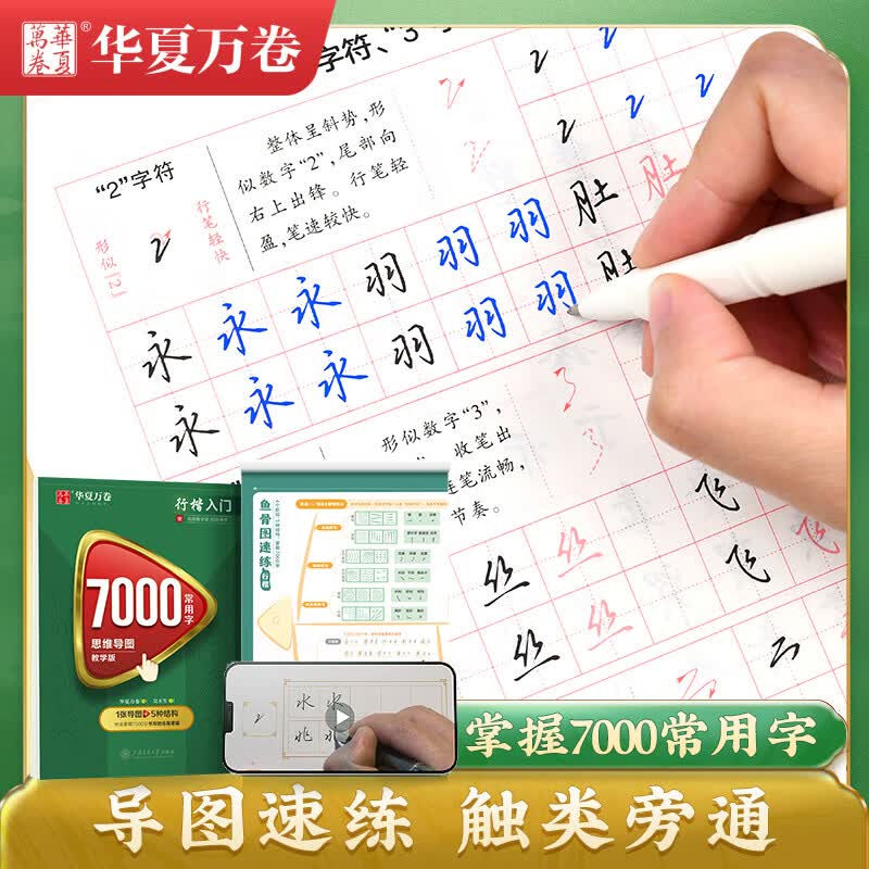 行楷字帖练字华夏万卷吴玉生钢笔书法临摹成年行书练字帖优美诗歌 7000常用字-临摹款54页