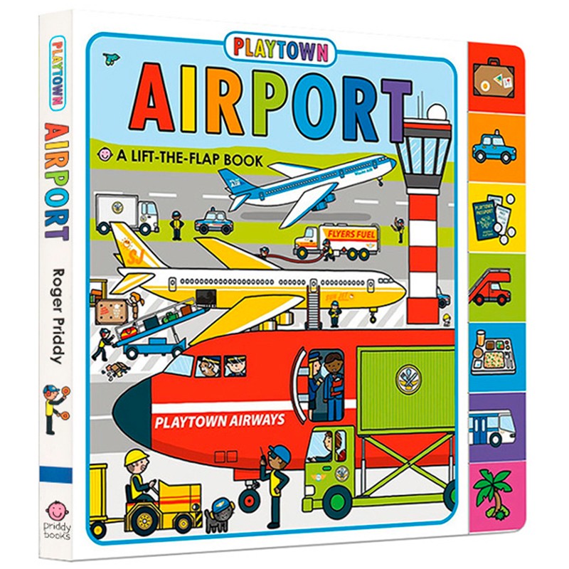 英文原版 Playtown系列 Airport 交通工具认知 儿童趣味纸板翻翻书 边玩边学 幼儿启蒙认知绘本 亲子共读图画书 撕不烂纸板书