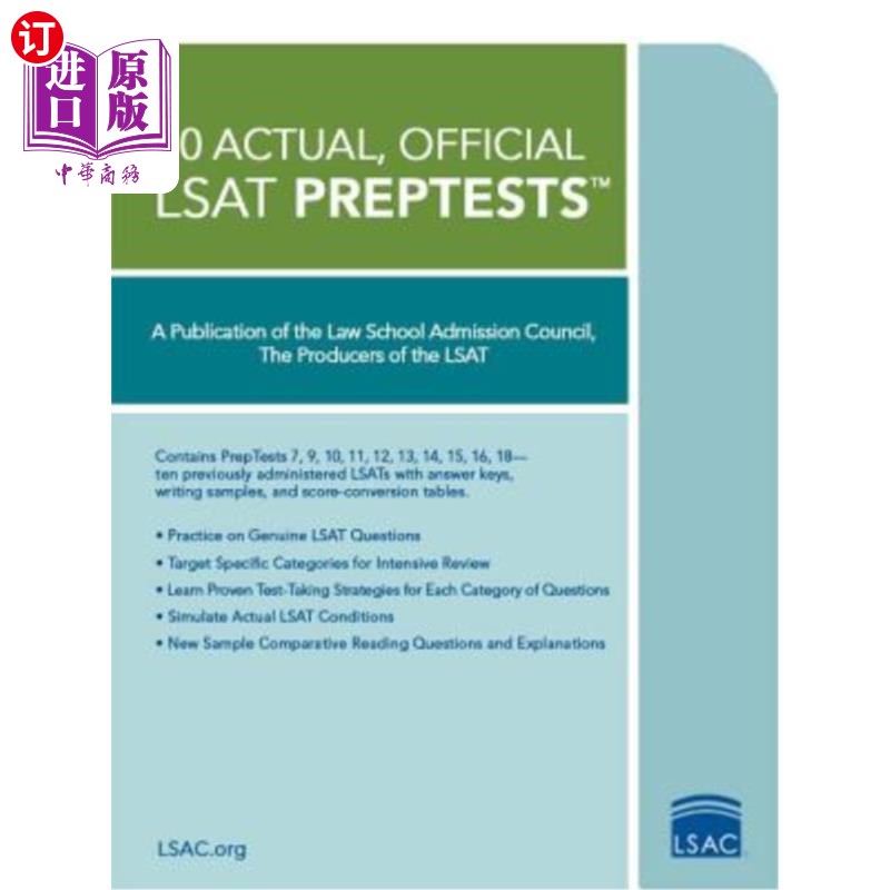 海外直订10 Actual, Official LSAT Preptests: (preptests 7,9,10,11,12,13,14,15,1 10实际的官方LSAT预试验：（预试验7、9、10