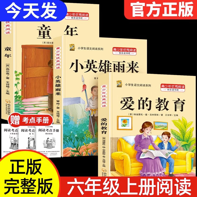 小英雄雨来快乐读书吧童年爱的教育小学六年级上册必读课外书6年级课外阅读书籍 【六上3本】英雄雨来+爱的教育+童年