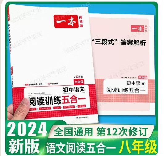 2024版一本阅读题七八九年级中考初中语文阅读训练五合一 初一初二初三789年级语文现代文阅读文言文古诗鉴赏名著阅读5合1 【八年级】语文阅读训练五合一 初中通用