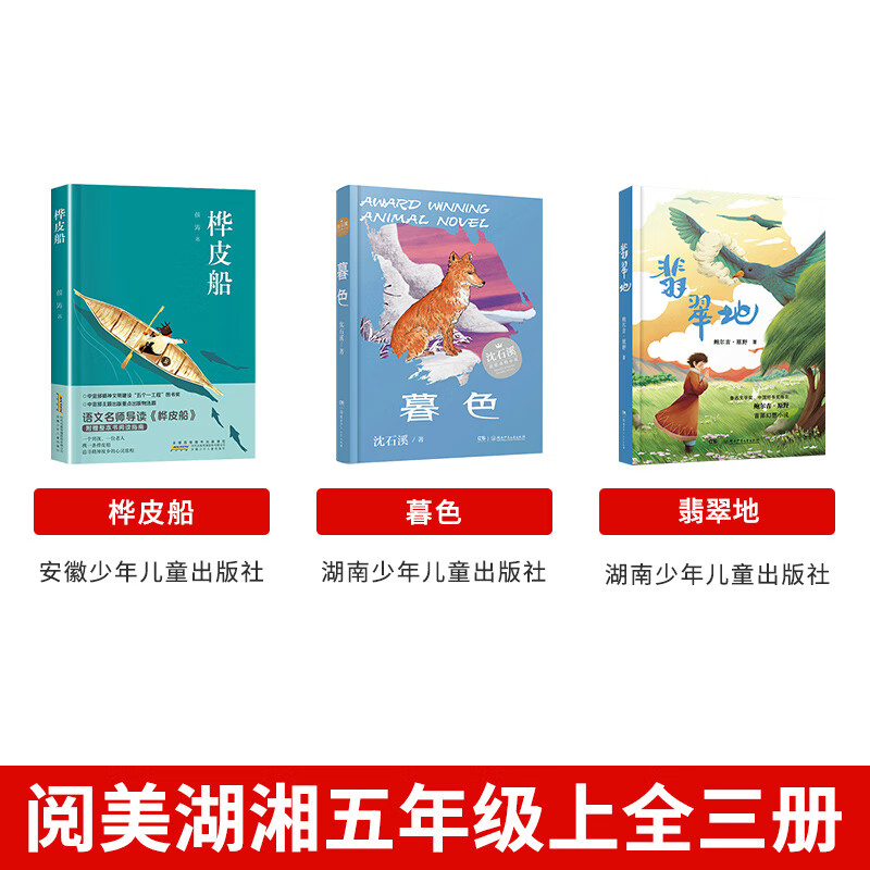2023阅美湖湘笔墨书香经典阅读五年级上下全套课外书桦皮船安徽少年儿童出版社暮色翡翠地上学谣城墙上的光八 五年级必读上册3本