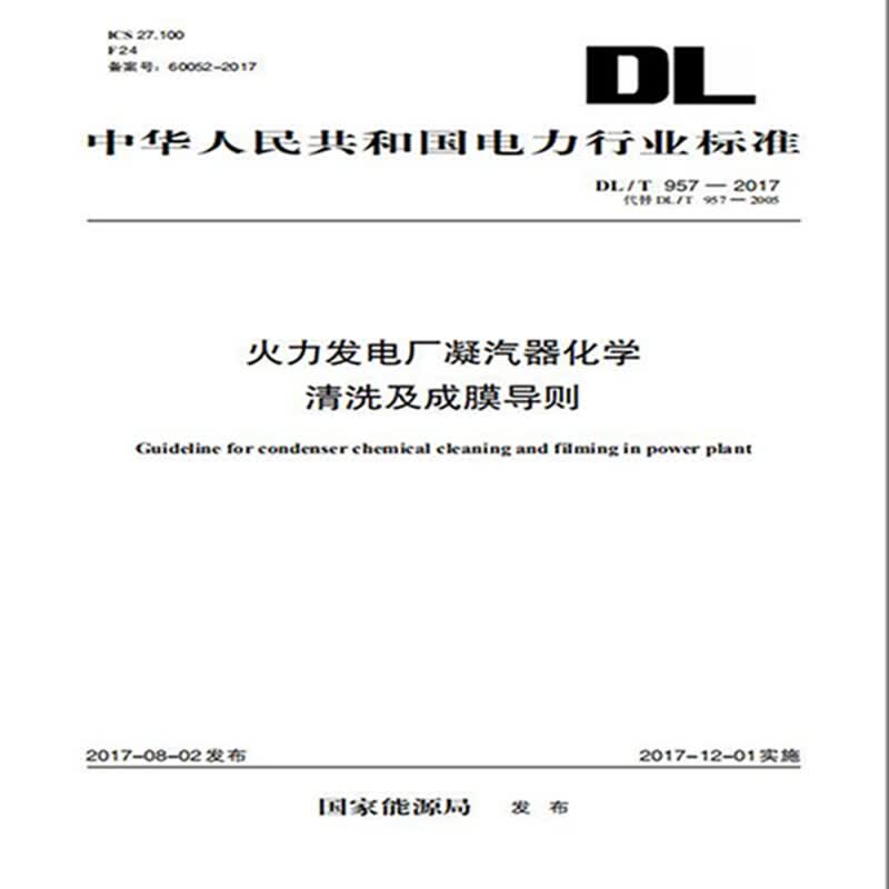 DL/T 957—2017 火力发电厂凝汽器化学清洗及成膜导则（代替DL/T