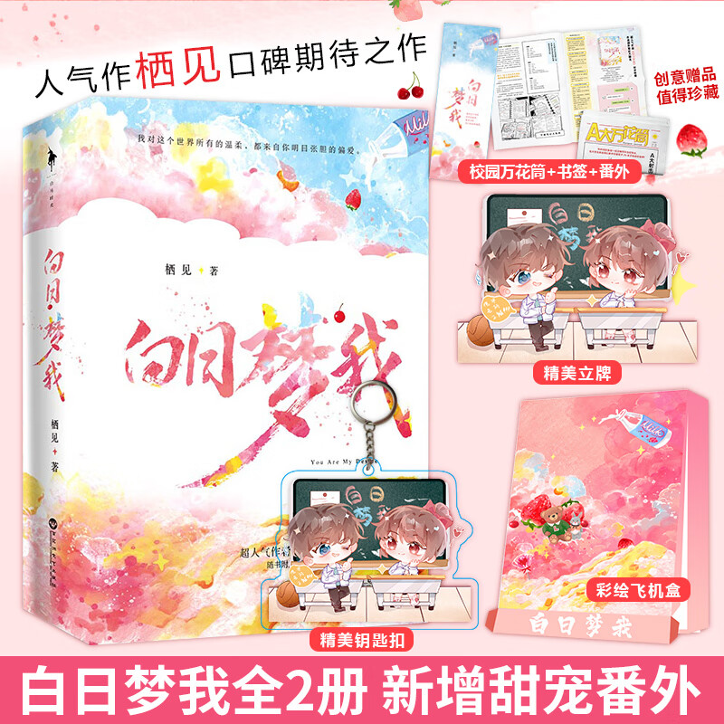 【彩绘飞机盒立牌+钥匙扣+书签+番外】现货白日梦我栖见实体小说书上下册全套删减校园青春言情甜宠爱