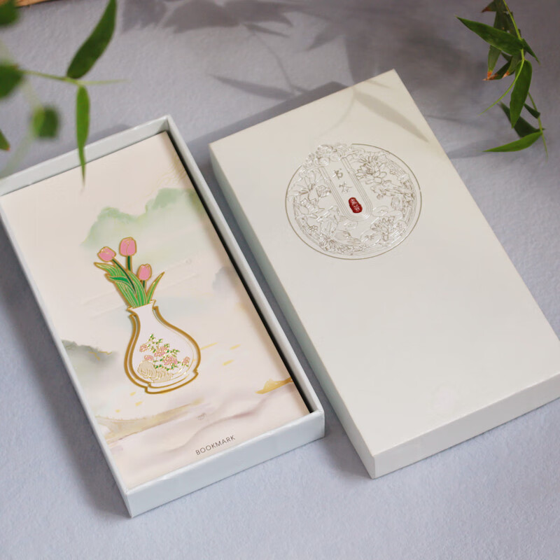 古典金属黄铜插瓶花卉书签牡丹百合康乃馨郁金香创意文艺礼品书签 郁金香礼盒装