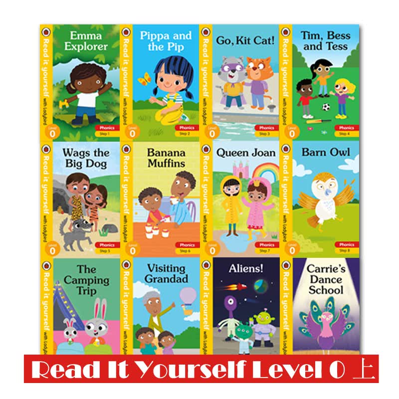 Read it yourslef with ladybird 快乐瓢虫 儿童分级阅读套装 Level 0（12册）分阶自然拼读训练套装（上）
