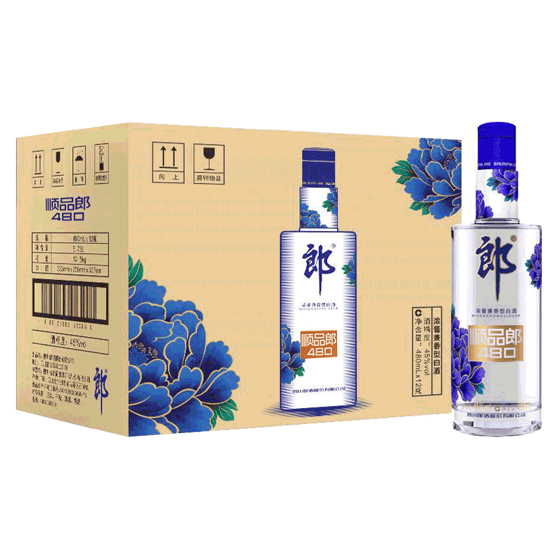 再降价、PLUS会员：郎酒 顺品郎蓝顺 浓酱兼香型白酒 45度480ml*12瓶 整箱装 ，619.92元（送小郎酒100ml*6瓶）—— 慢慢买比价网
