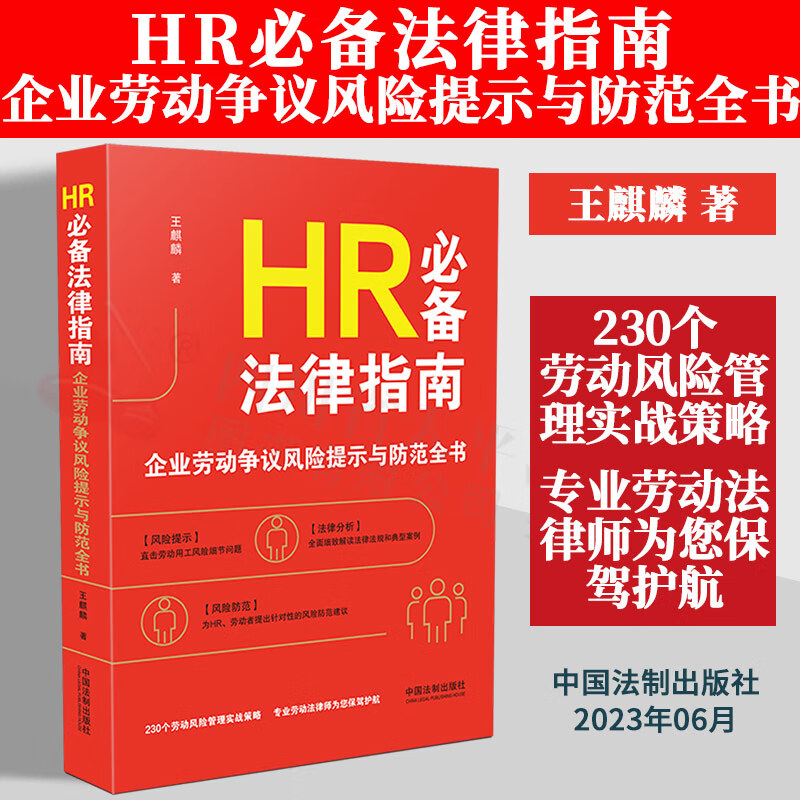 2023新书 HR必备法律指南：企业劳动争议风险提示与防范全书 劳动用工风险细节 典型案例 防范建议 实战策略 王麒麟 中国法制出版社 9787521633092