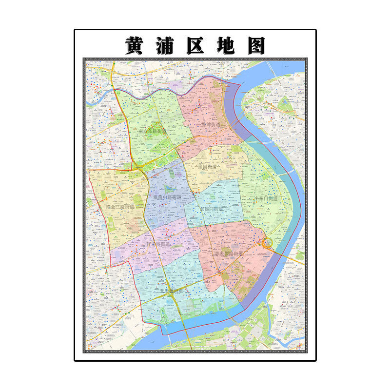 黄浦区地图1.1米上海市高清新版家用会议室办公室书房客厅装饰画 覆膜
