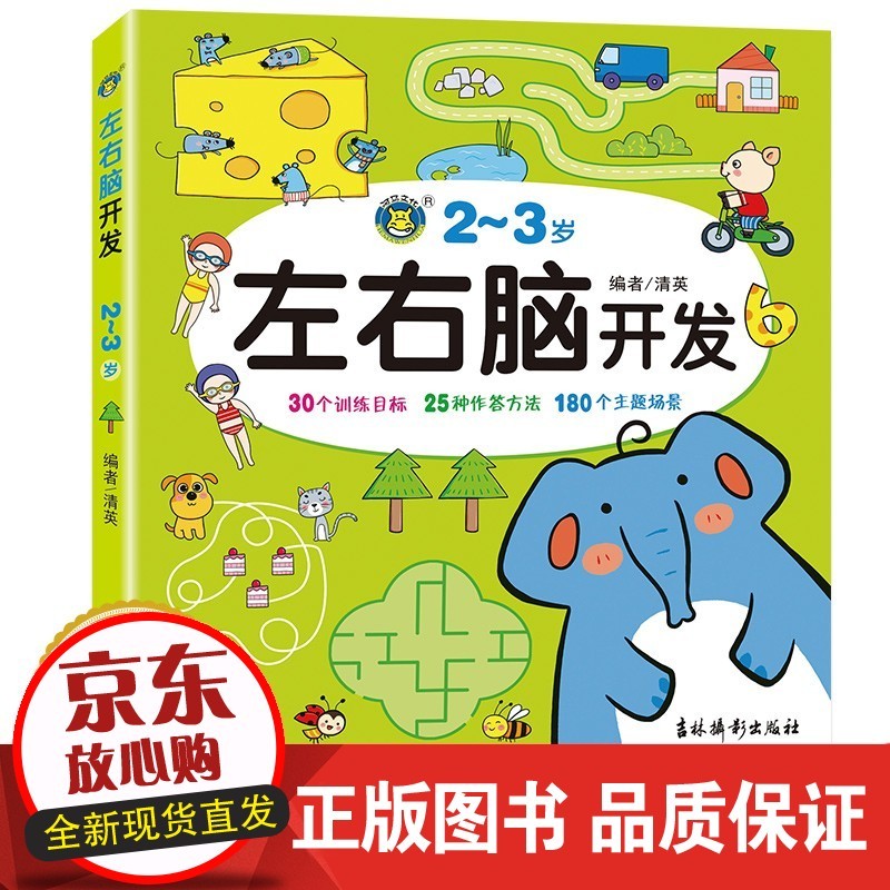 宝宝左右脑开发书2-3岁幼儿智力测试题两岁到三岁儿童专注力训练逻辑思维书学前幼儿园注意力记