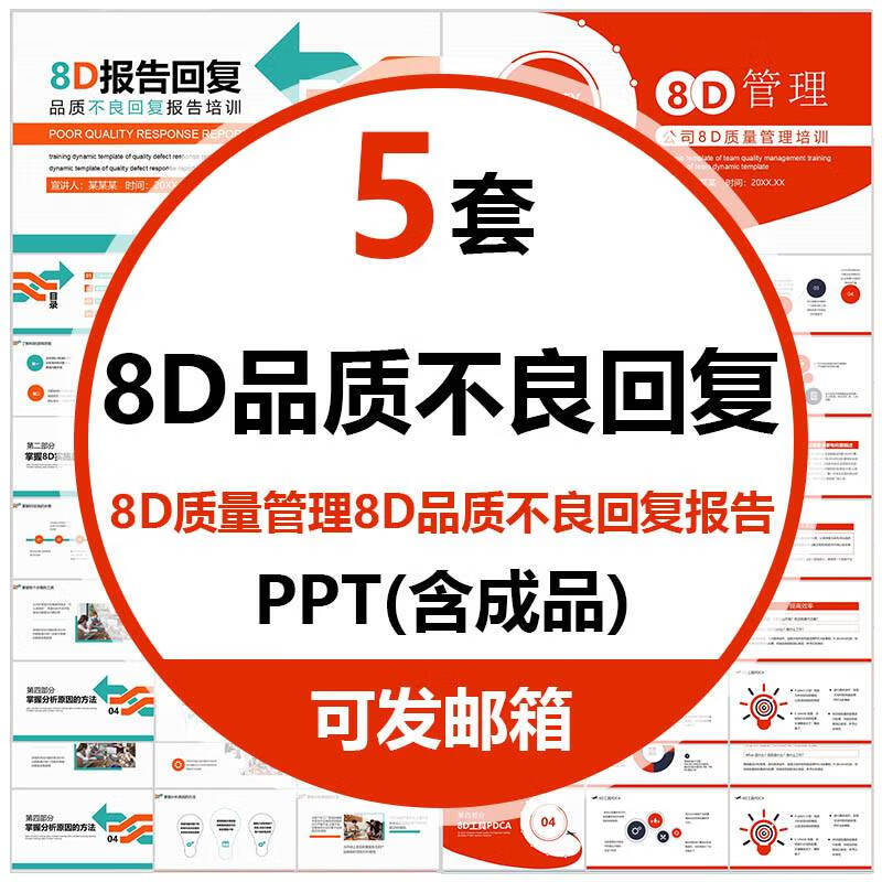 8D品质不良报告回复PPT模板 公司8D质量 8DPA