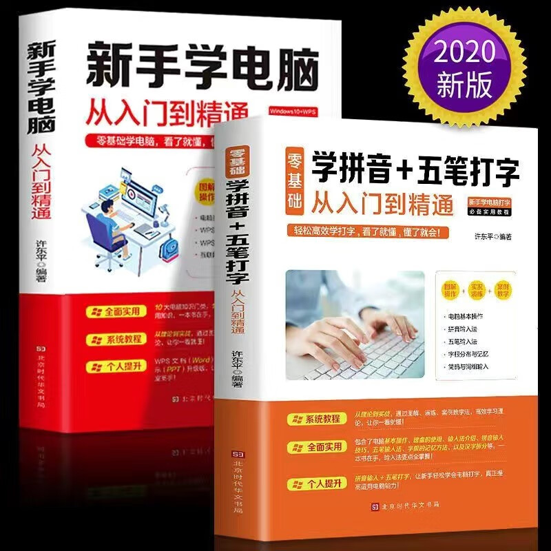 新手学电脑从入门到精通 电脑初级学者新手学习从零开始自学电脑的书籍办公软件教程书全套word文员办公软件学习电脑知识 全2册 新手学电脑+五笔打字