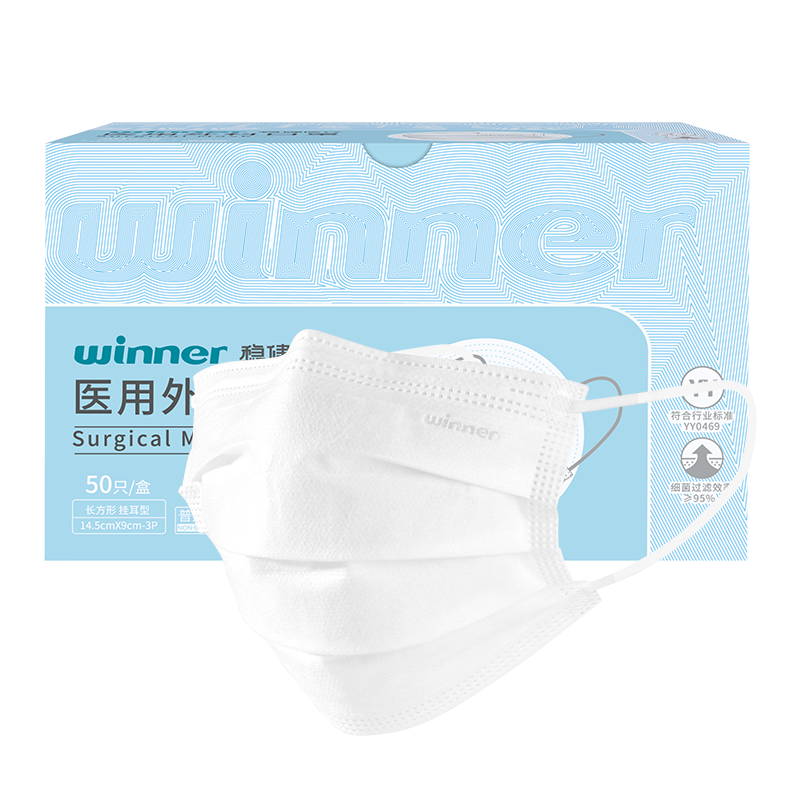 限地区、有券的上：稳健（Winner）一次性口罩医用外科口罩白色款50只/盒 ，10.9元+运费（需10-5元券）—— 慢慢买比价网