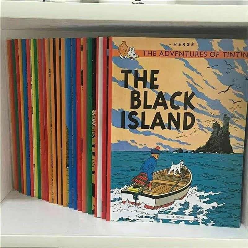 丁丁历险记 英文原版全套23本经典彩色漫画大开本英语课外读物精印版
