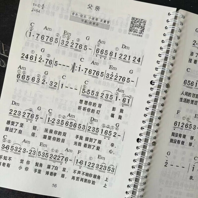 电子琴曲谱 活页大字体带指法和弦标记 经典老歌 扫码配教学视频1