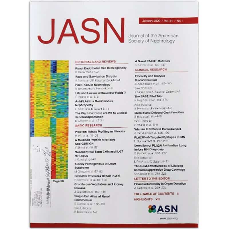 【单期可选】JASN Journal of the American Society of Neph 2020年1月刊