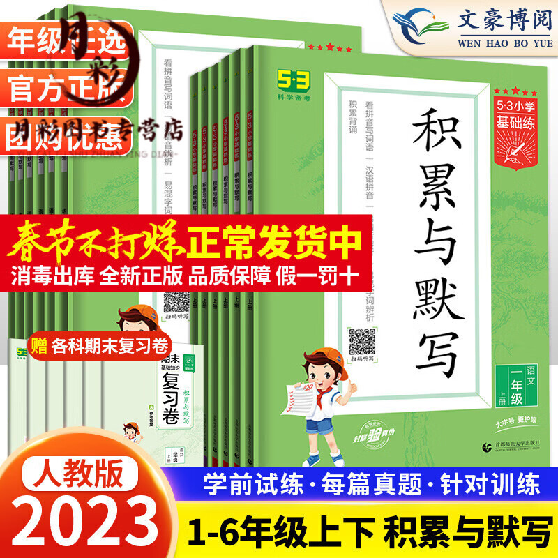 2023新版53小学基础练积累与默写一年级二年级三年级四年级五六年级上册下册专项训练看拼音写词语汉语 积累 六年级下