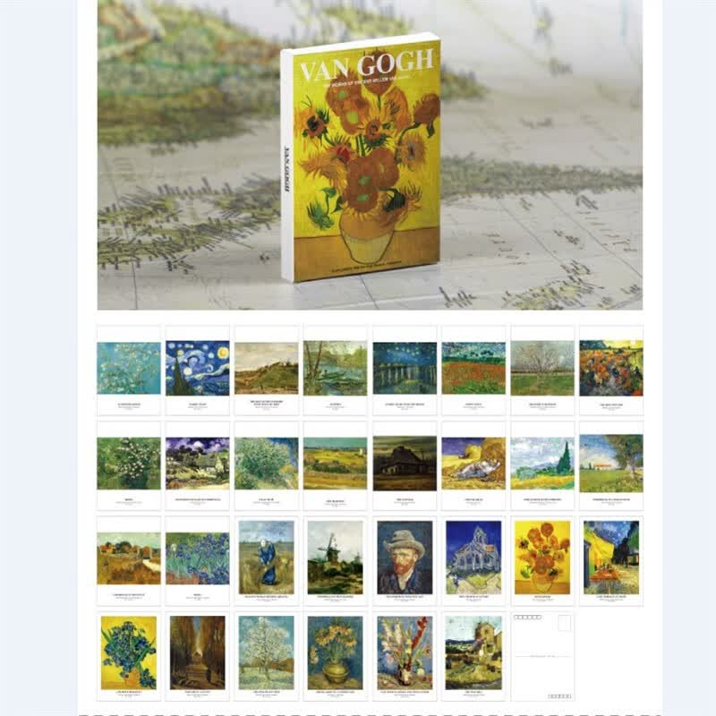 现代抽象北欧风油画美术ins卡片艺术系列墙面装饰背景卡纸明信片 梵高（30张） 送圆点贴