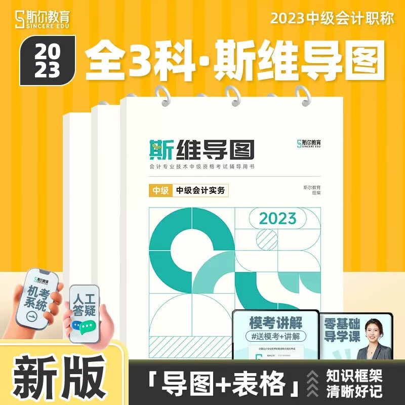 【2023新版现货】中级会计2023斯尔教育斯维导图财务管理会计实务经济法教材辅导财管思维导图中级会计师职称试题库习题练习题库中级斯维导图 套装-全科3本