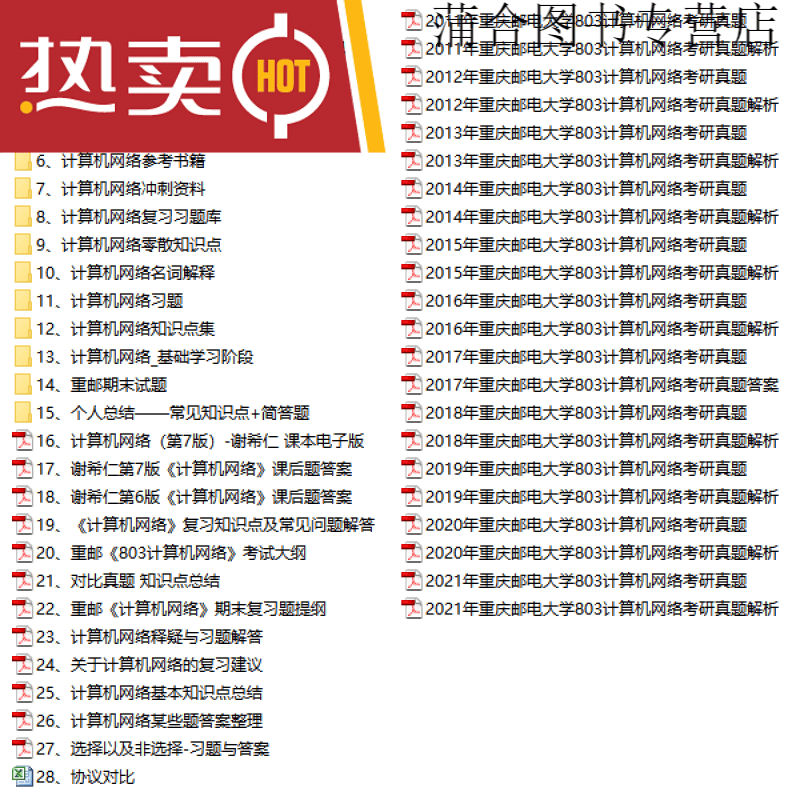 23重庆邮电大学803计算机网络考研真题答案重邮803计算机网络考研 纸质版 英 语