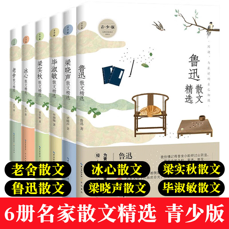 名家散文书籍林清玄琦君散文集精选史铁生冰心冯骥才迟子建宗璞余秋雨汪曾祺叶圣陶丁立梅朱自清季羡林毕淑敏 6册名家散文（青少版）