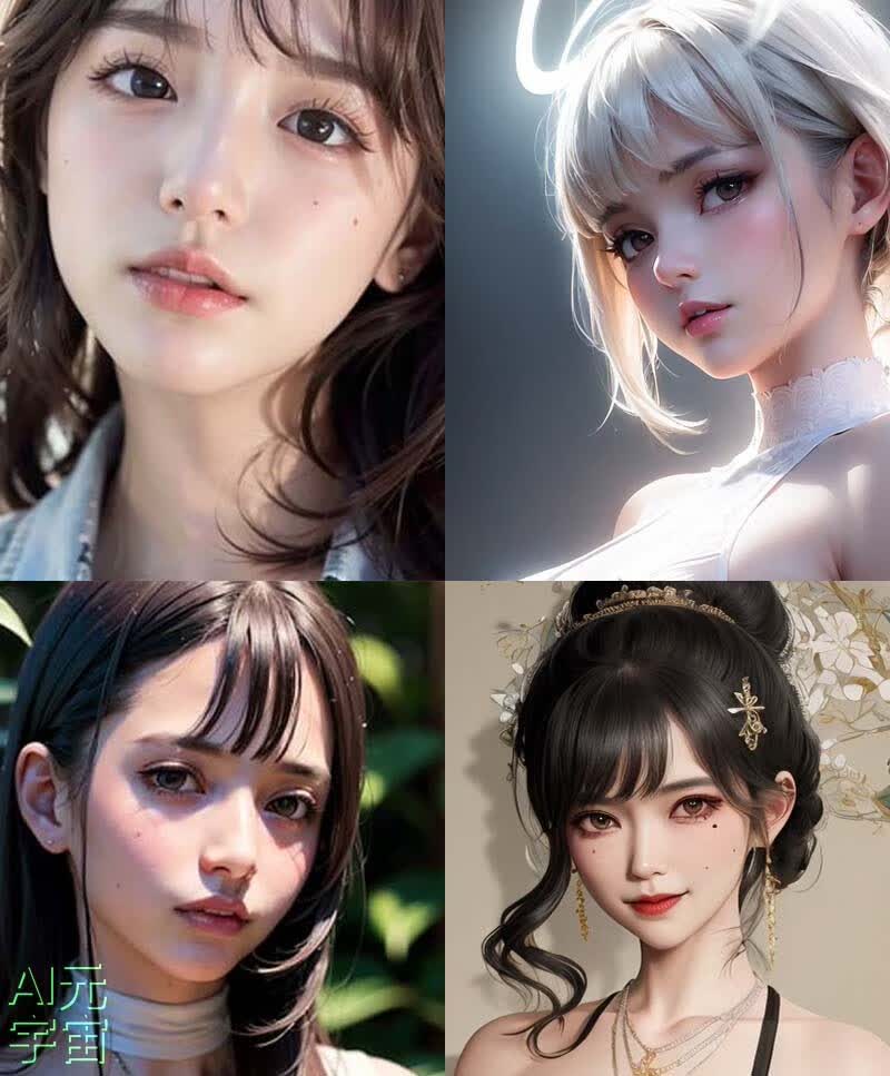 AI绘画出图2.5D人物生成美女虚拟人照片cos电影摄影SD模型第二弹