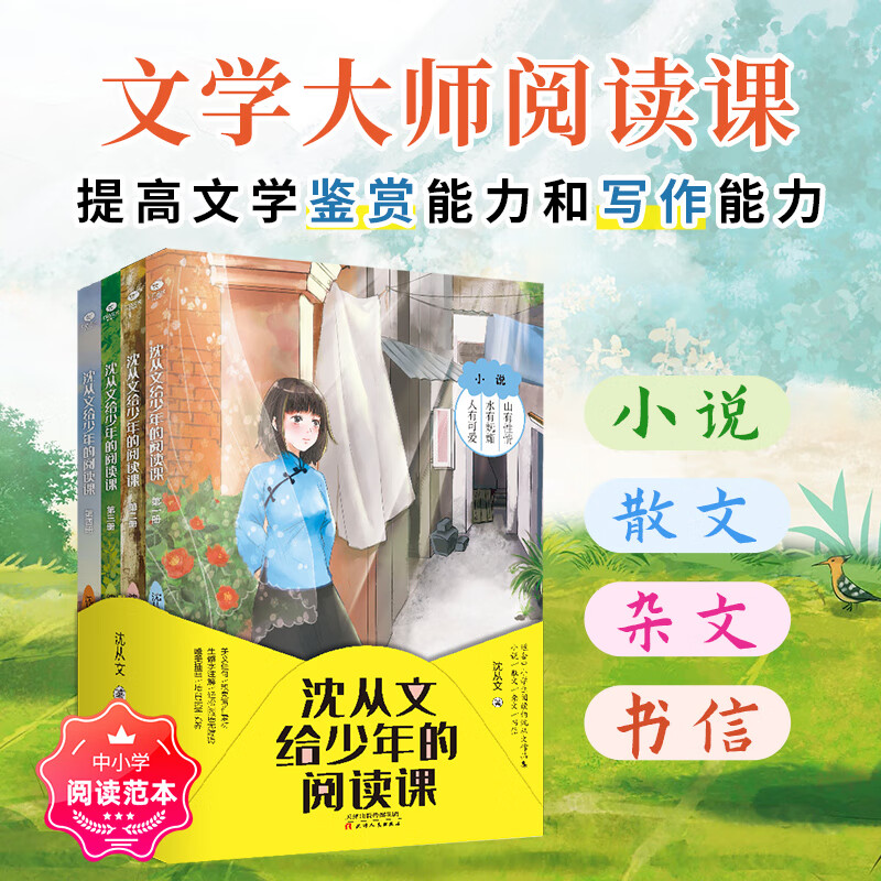 现货沈从文给少年的阅读课全4册语文考试阅读理解选篇来源中小学生课外阅读范本文学大师课提高文学鉴赏 沈从文给少年的阅读课共4册