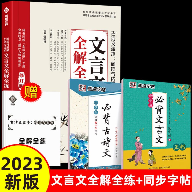 【F/U】2023新版初中必背的古诗词和文言文 文言文完全解读 初中文言文全解全练 文言文全解一本通人教版 初中文言文完全解读七年级到九年级 共3本 文言文全解全练+字帖必背文言文+必背古诗文