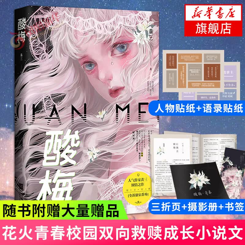 【包邮赠三折页+摄影册+书签+人物贴纸+语录贴纸】酸梅 黄三著 花火晋江青春校园爱情小说