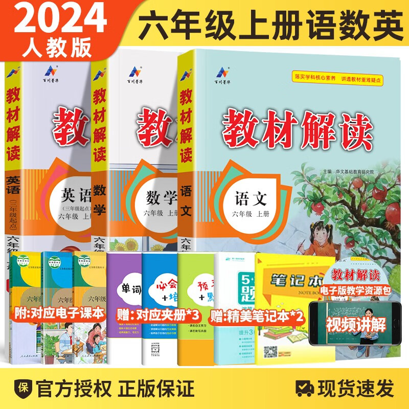 【自选】2024新版教材解读六年级上下册语文数学英语全套人教北师外研版 小学6年级教材解读同步讲解练习册预习资料书 教材解读六上语数英 人教版