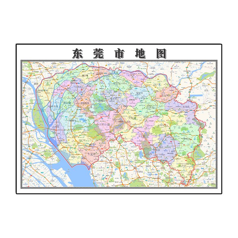 东莞市地图1.1米新版防水广东省高清办公室墙面装饰画客厅贴图 覆膜