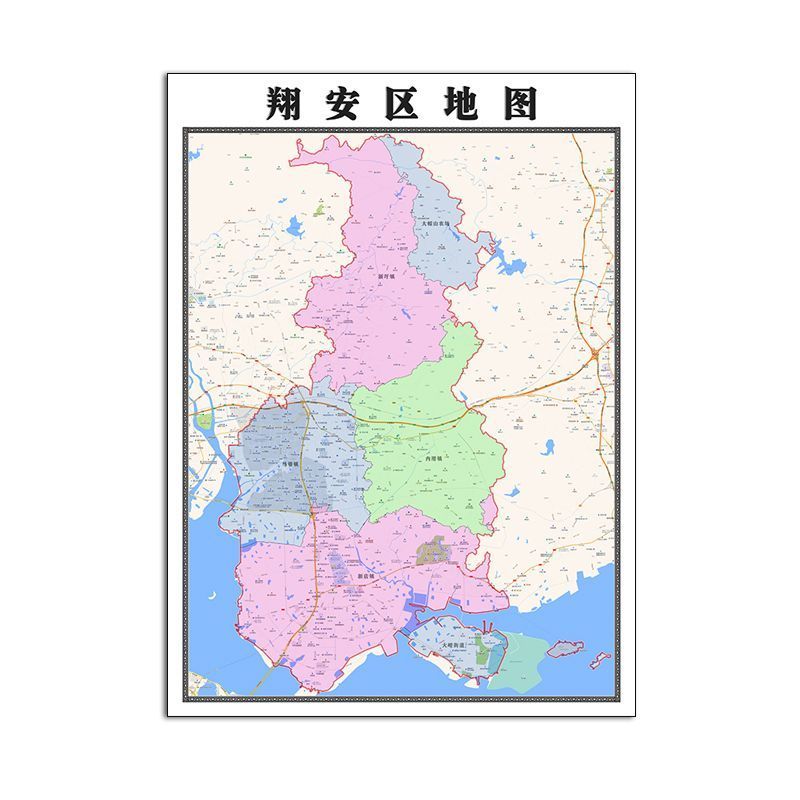 翔安区地图1.1米福建省厦门市防水高颜值行政交通办公区装饰画 覆膜
