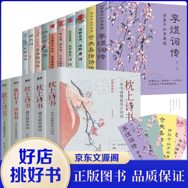 枕上诗书系列 一本书读懂最美古诗词+诗经+遇见美宋词+遇见美唐诗+他们有才亦有爱 等诗词歌赋书籍 枕上诗书+李清照+苏轼+李煜+婉约词传 全15册