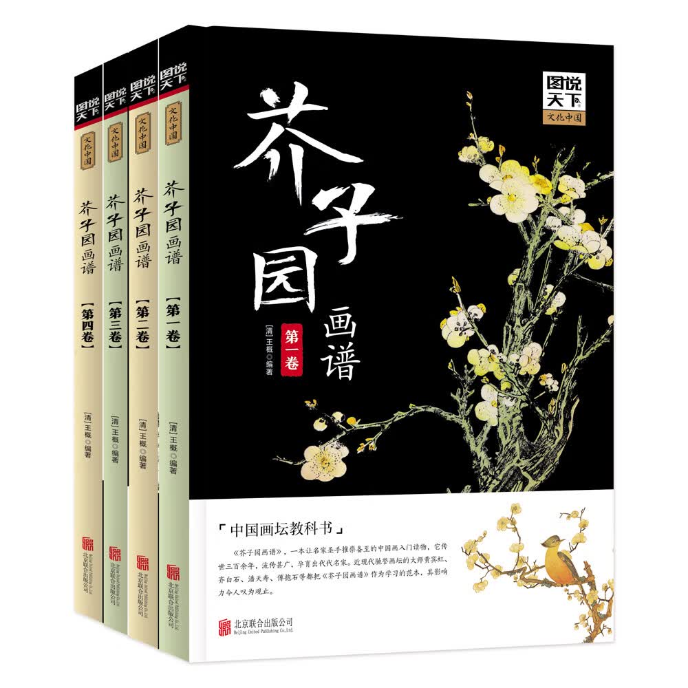 芥子园画谱 彩色版 共4册 图说天下文化中国  山水人物梅兰竹菊花卉翎毛介子园芥子园画谱全集山水画写意工笔