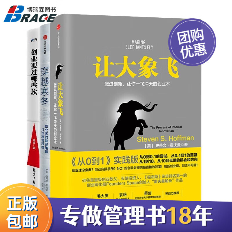 创业3本套：让大象飞 激进创新 创业者的融资策略与独角兽思维 创业要过哪些坎/创业合伙人股权激励书籍管理书籍团购送人