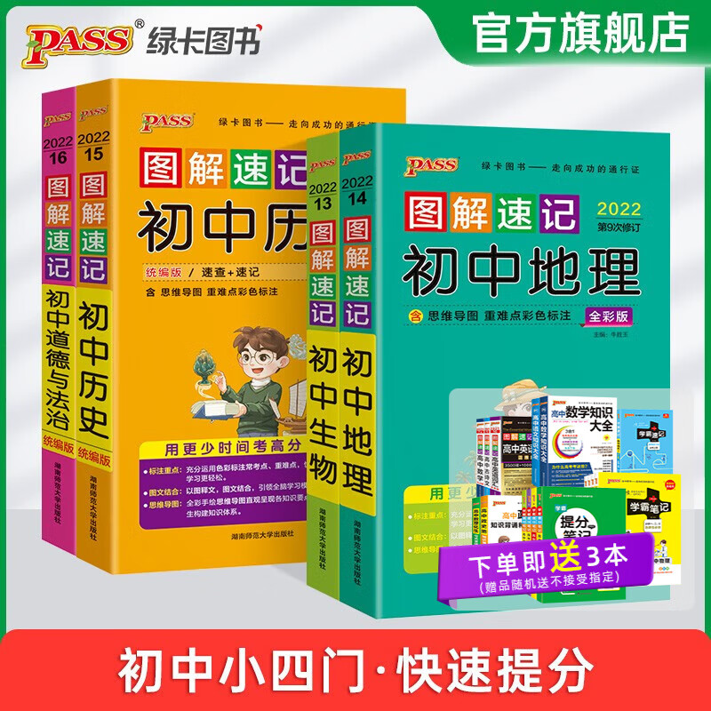 图解速记小四门会考初中历史地理生物道德与法制人教知识点汇总速查速记背记手册基础知识大全七八九年级初一二三中考备考复习资料思维导图pass绿卡图书22 【小四门】政史地生